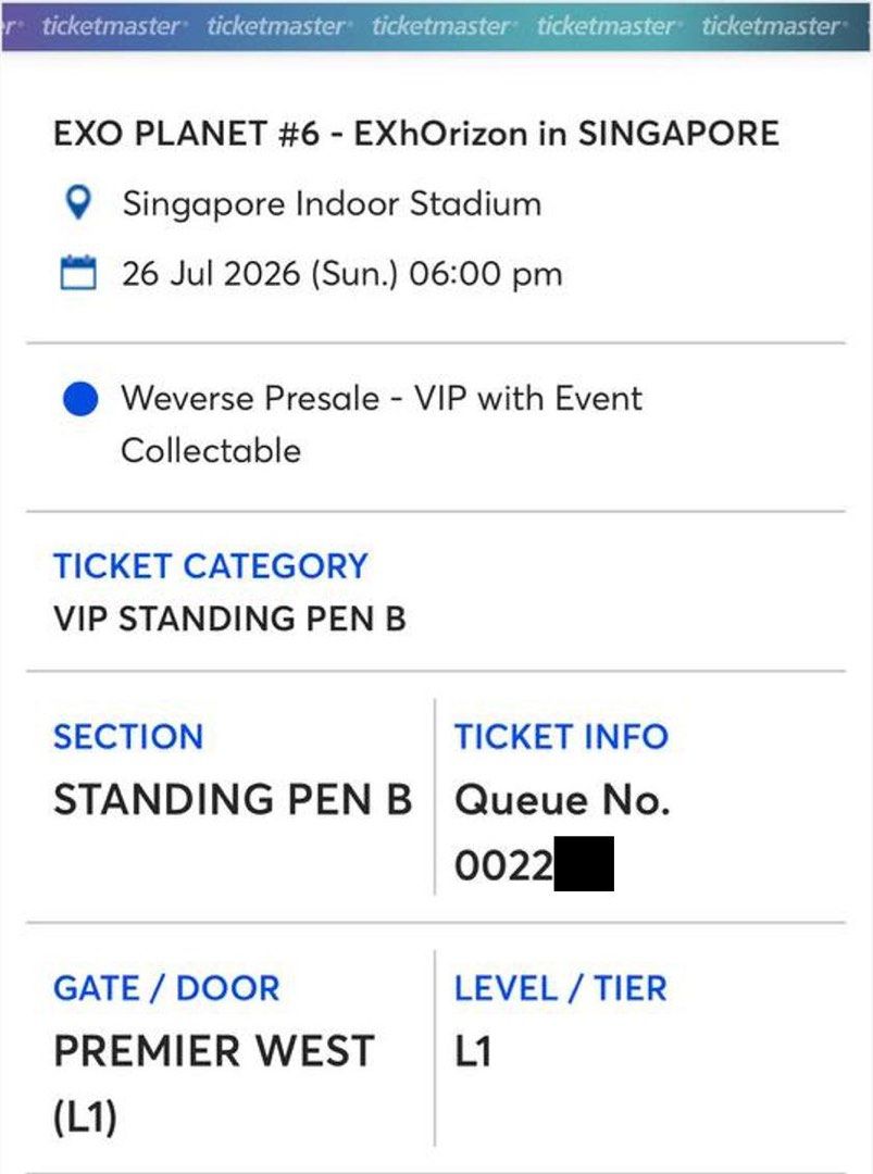 WTS LOW QUEUE X1 VIP PEN B EXO Planet #6 - ExhOrizon in Singapore ...
