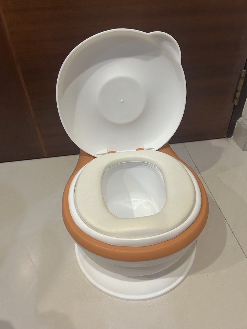 Baby Potty Training Toilet - Orange and White, Babies & Kids, Bathing ...