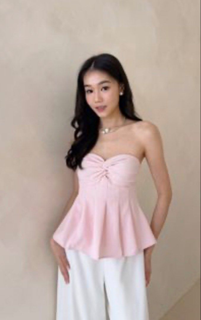 Mikayla Megan Front Twist Top (Pink), Women's Fashion, Tops, Sleeveless ...