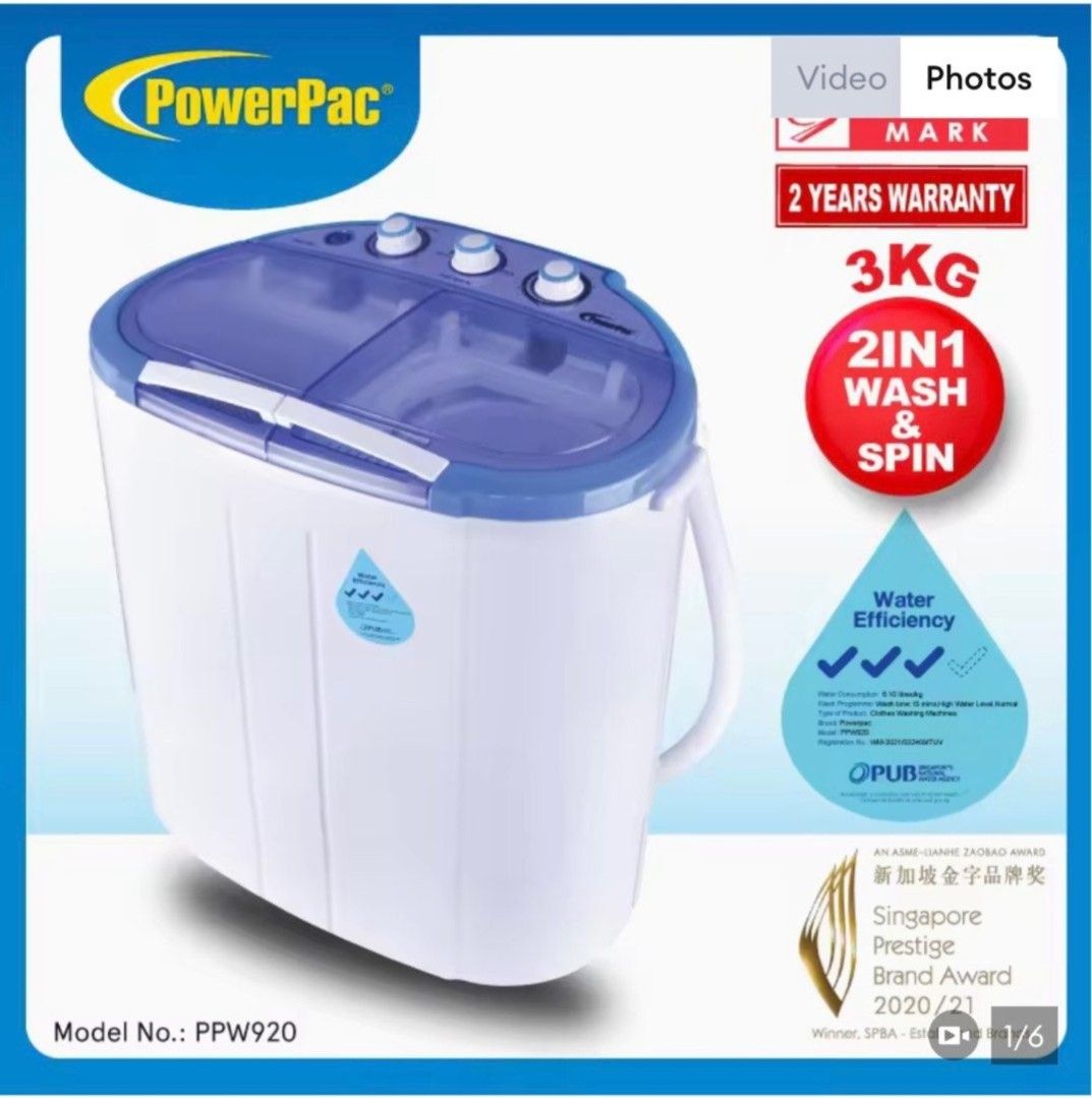 PowerPac 3KG 2-in-1 Washing Machine - PPW920, TV & Home Appliances ...