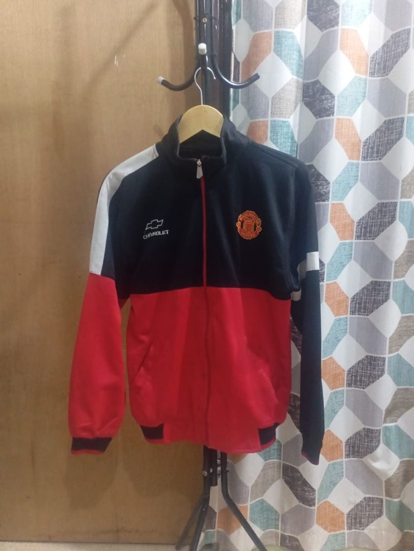 SepakBola-Tracktop Jaket Manchester United Unisex Warna Hitam Merah ...
