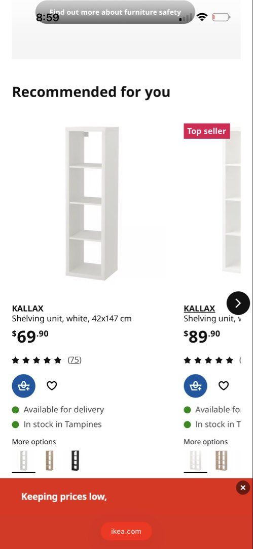 IKEA Kallax Shelving Unit - White, Furniture & Home Living, Furniture ...