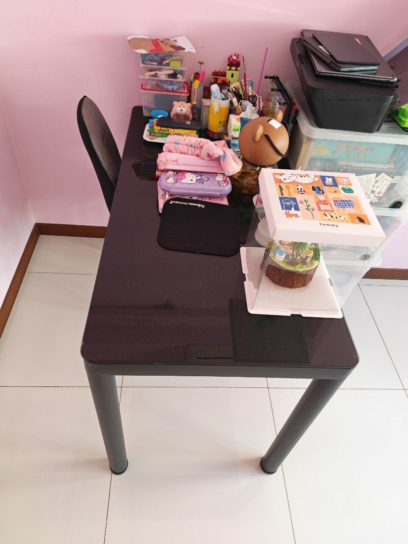 Black Study Table with Chair, Furniture & Home Living, Furniture ...