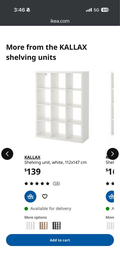 IKEA Kallax Shelving Unit - White, Furniture & Home Living, Furniture ...