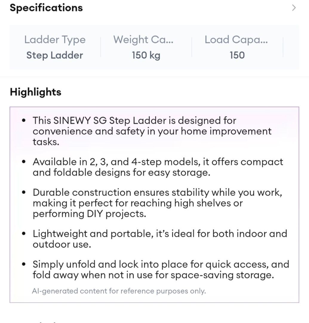 SINEWY SG 3-Step Step Ladder, Furniture & Home Living, Home Improvement ...