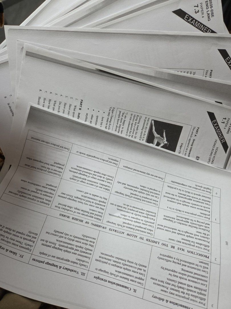 DSE English Language Speaking Examiner Past Paper 2025, 興趣及遊戲, 書本 & 文具 ...