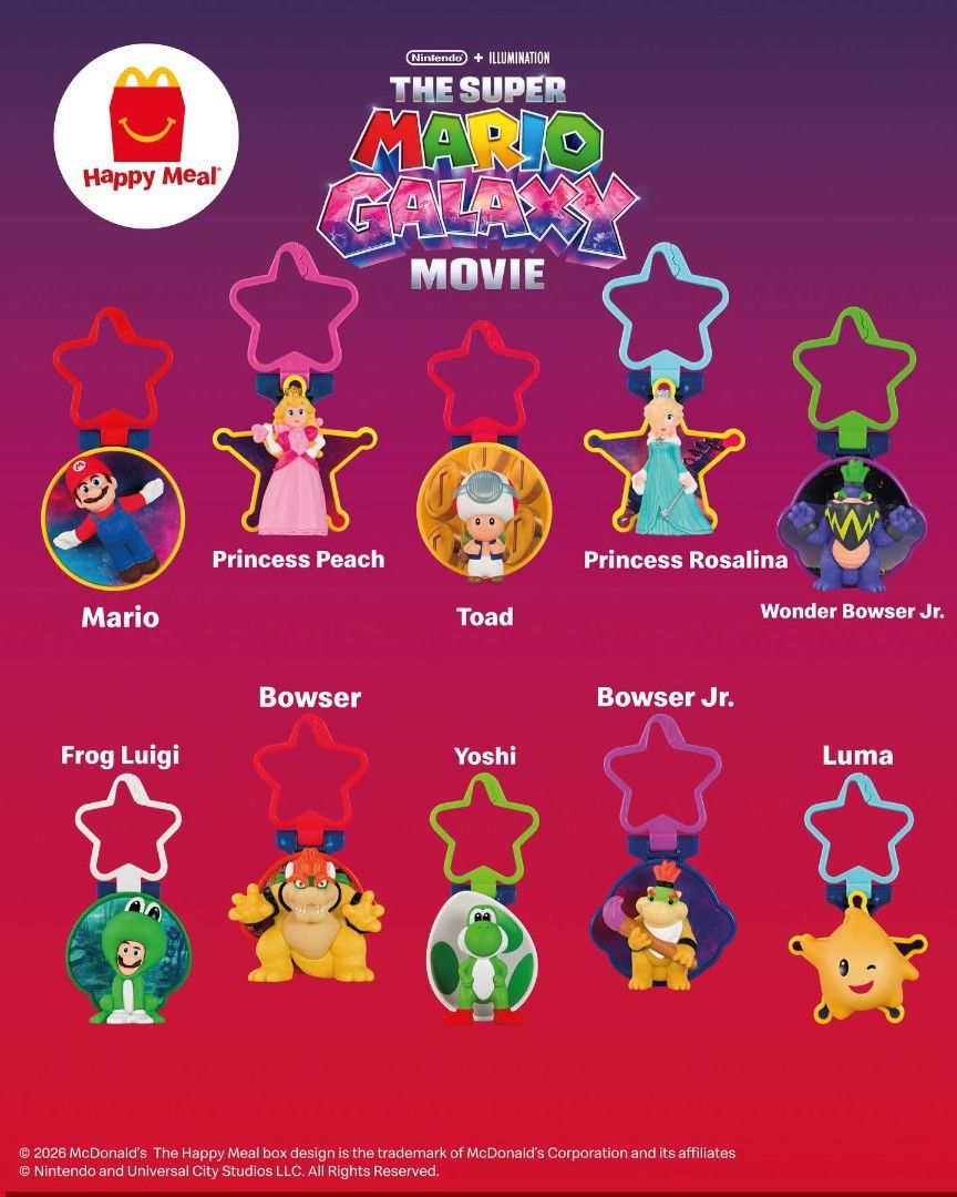 McDonald's Happy Meal Keychain The Super Mario Galaxy Movie Toys Toad ...
