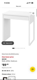IKEA MICKE Desk White 105x50 cm, Furniture & Home Living, Furniture ...