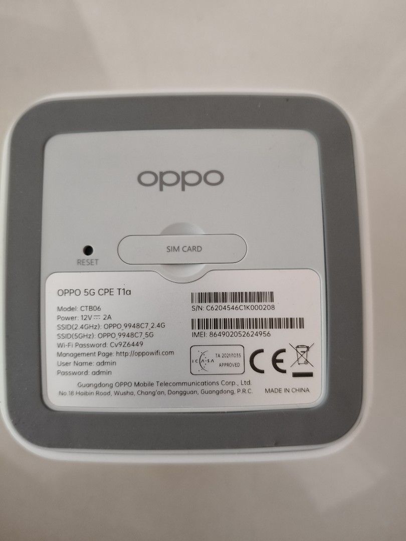 OPPO 5G CPE T1a Router, Computers & Tech, Parts & Accessories ...