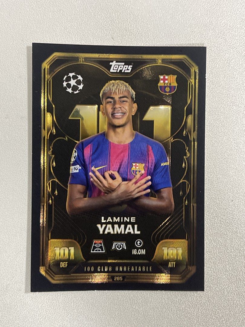 Topps Match Attax Lamine Yamal 100 Club Unbeatable Card, Hobbies & Toys ...