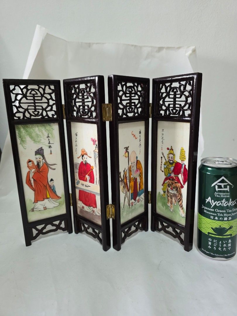 Vintage Miniature Folding Screen - Floral/Figure Paintings, Hobbies ...