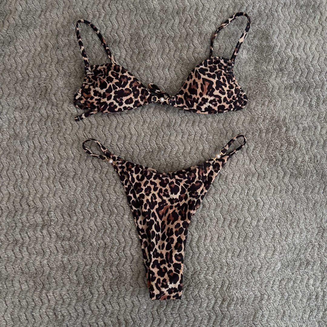 Leopard Print Bikini Set, Women's Fashion, Swimwear, Bikinis ...