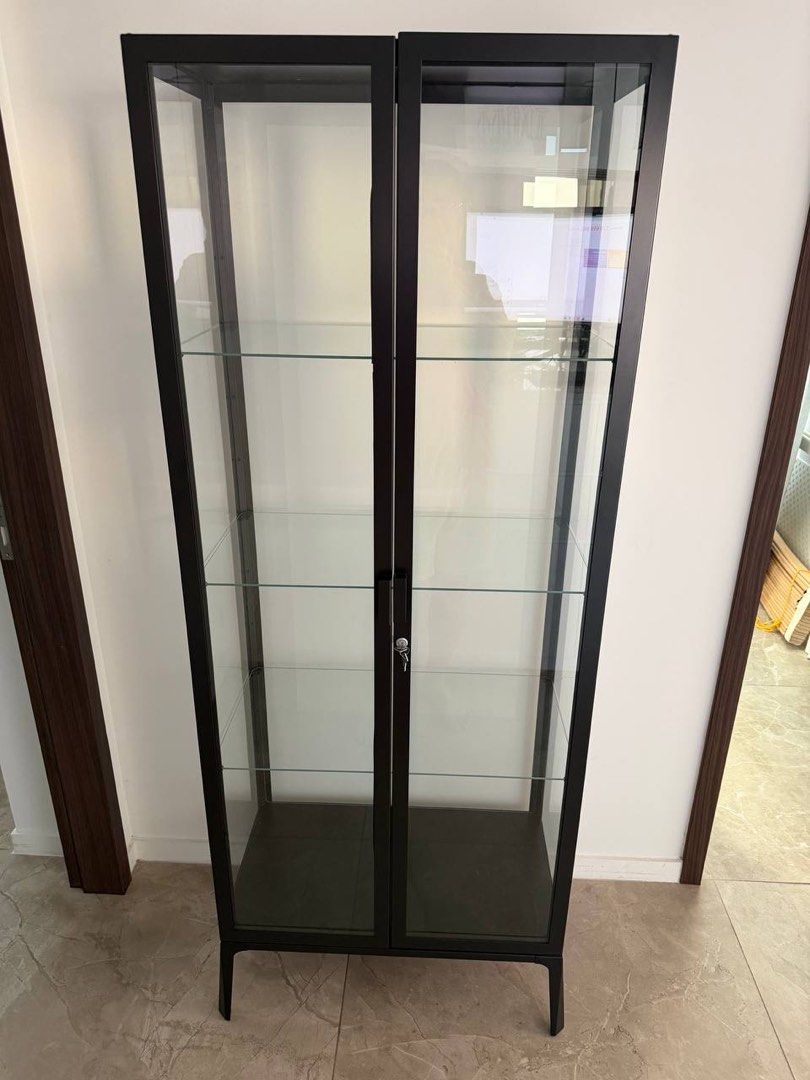 Black Glass Display Cabinet with Key, Furniture & Home Living ...