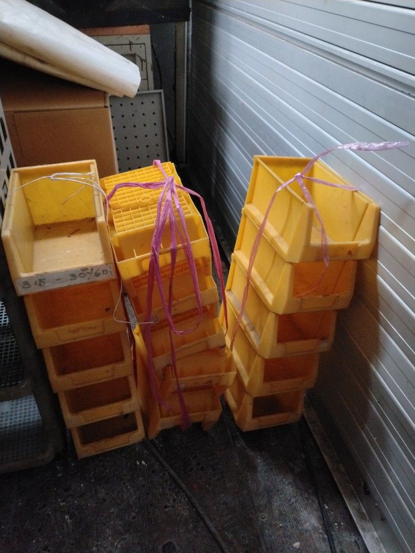 Yellow Plastic Storage Bins - Stackable, Furniture & Home Living, Home ...