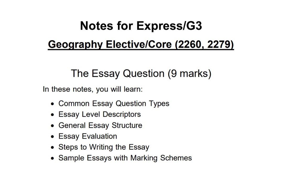 [NEW SYLLABUS, UPPER SECONDARY] Essay Question Revision Notes for Sec 3 ...