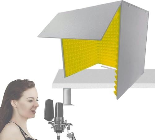 Sound Proof Box Microphone Isolation Shield, Portable Vocal Recording ...