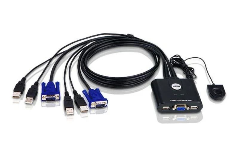 ATEN KVM Switch 2Port USB VGA Cable with Remote Port Selector CS22U ...