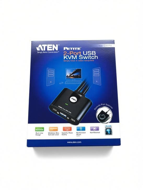 ATEN KVM Switch 2Port USB VGA Cable with Remote Port Selector CS22U ...