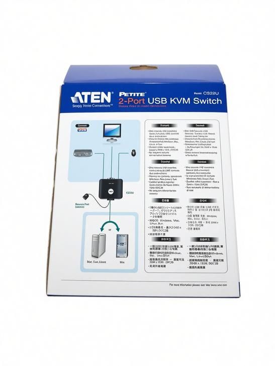 ATEN KVM Switch 2Port USB VGA Cable with Remote Port Selector CS22U ...
