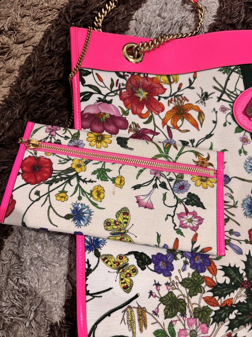 Gucci Floral Tote Bag with Pouch, Luxury, Bags & Wallets on Carousell