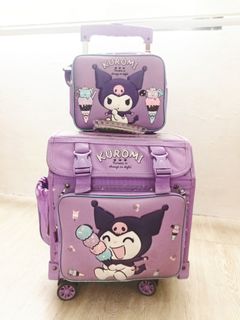 Pink Trolley Bag Girl & Butterfly Design with Thermal Lunch Bag, Women ...
