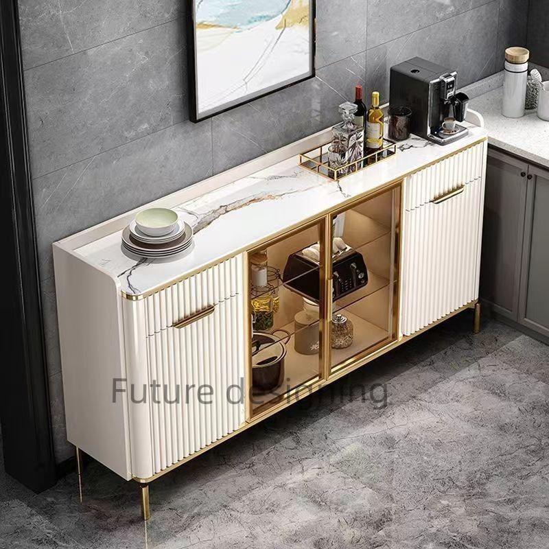 Side Cabinet🏆🏆Sintered Stone Living Room Side Cabinet/Tempered Glass ...