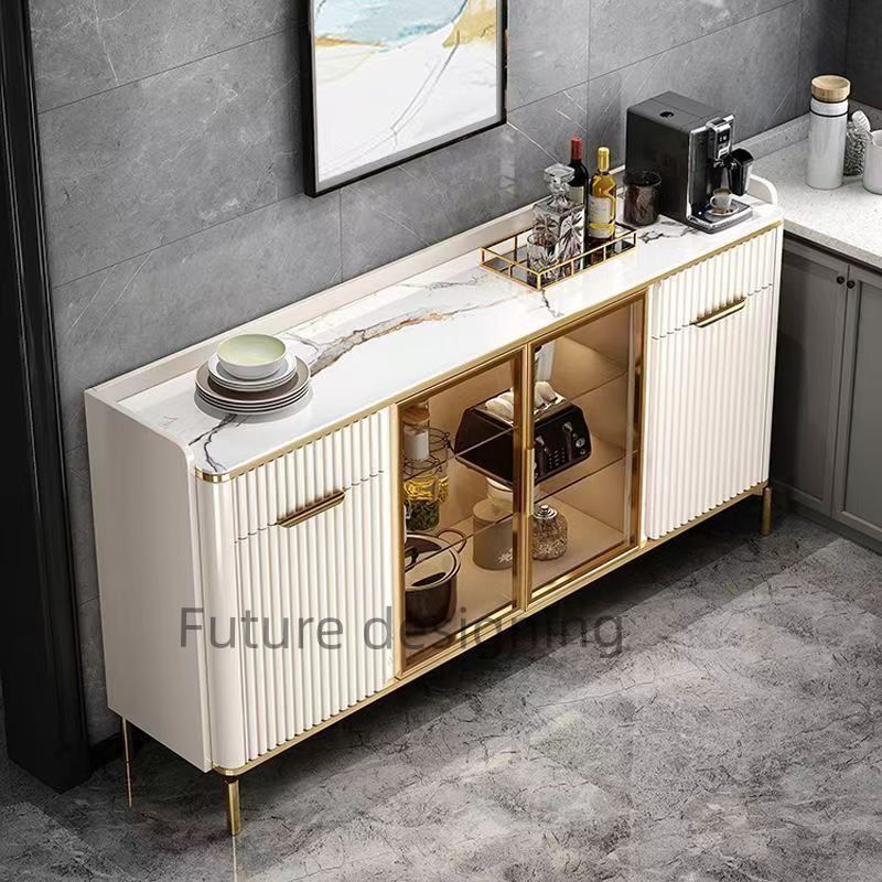 Side Cabinet🏆🏆Sintered Stone Living Room Side Cabinet/Tempered Glass ...