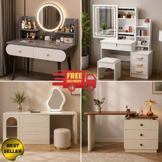 Dressing Table set Glass bedroom dressing table Bedside table ...