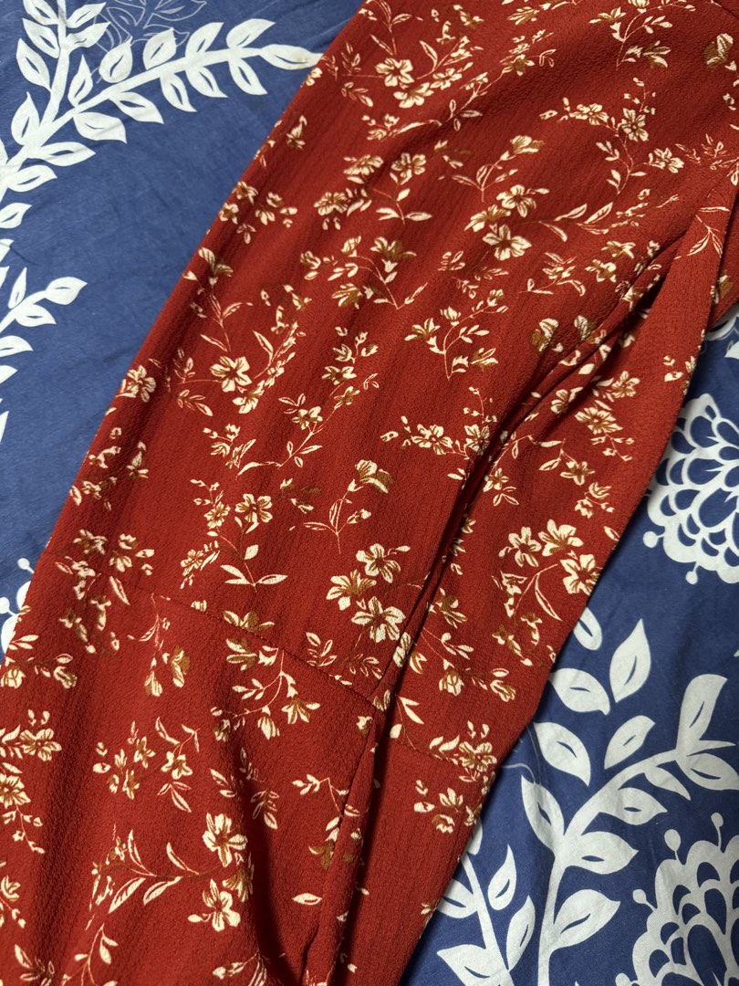 RED Floral Wrap Dress, Women's Fashion, Dresses & Sets, Dresses on ...