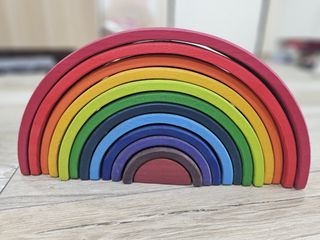 Authentic Grimm's Large 12-Piece Wooden Rainbow (Classic Colors ...