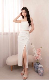 BNWOT Mikayla Raelyn Double Overlap Ruched Midi Dress in Baby Blue ...