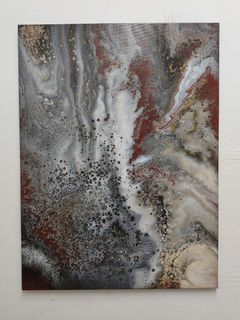Abstract Circle Art Painting Black And White , Texture Paste on Canvas ...