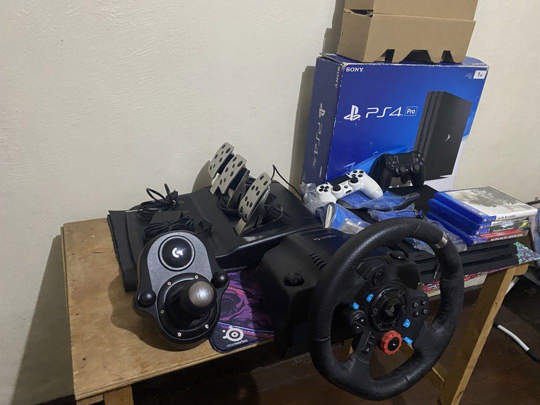 PS4 Pro 1TB with Logitech G29 Racing Wheel, Video Gaming, Video Game ...