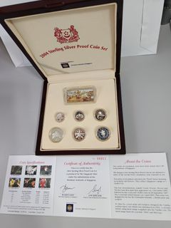 1992 SINGAPORE STERLING SILVER PROOF COIN SET 1c 5c 10c 20c 50c 1 & 5 ...