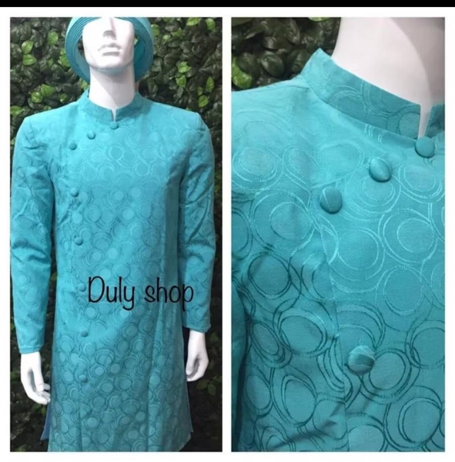 Ao Dai Traditional Dress Turquoise Vietnam for Men, Men's Fashion, Tops ...