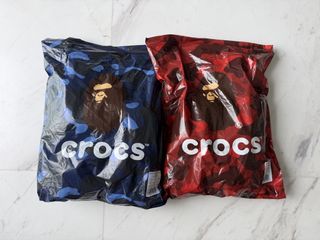 Bape x Crocs, Men's Fashion, Footwear, Flipflops and Slides on Carousell