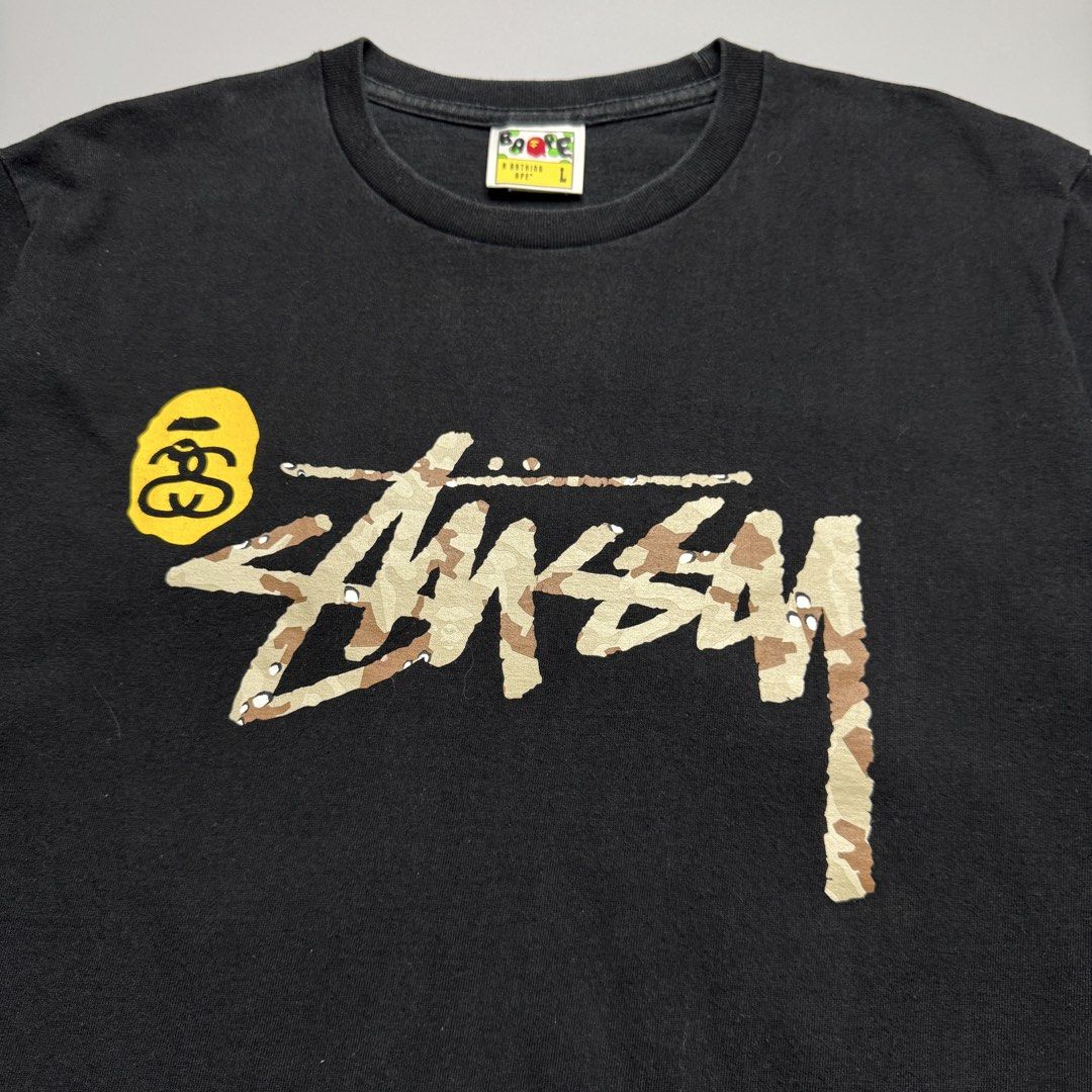 Bape x Stussy - FW/10 Two Sided Print Shark Tshirt, Men's Fashion, Tops ...