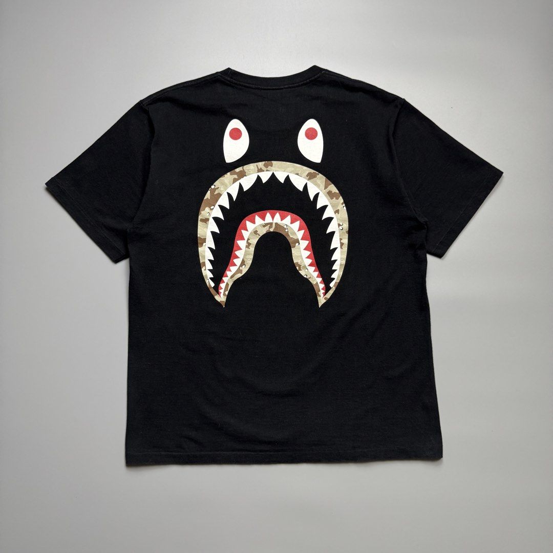 Bape x Stussy - FW/10 Two Sided Print Shark Tshirt, Men's Fashion, Tops ...