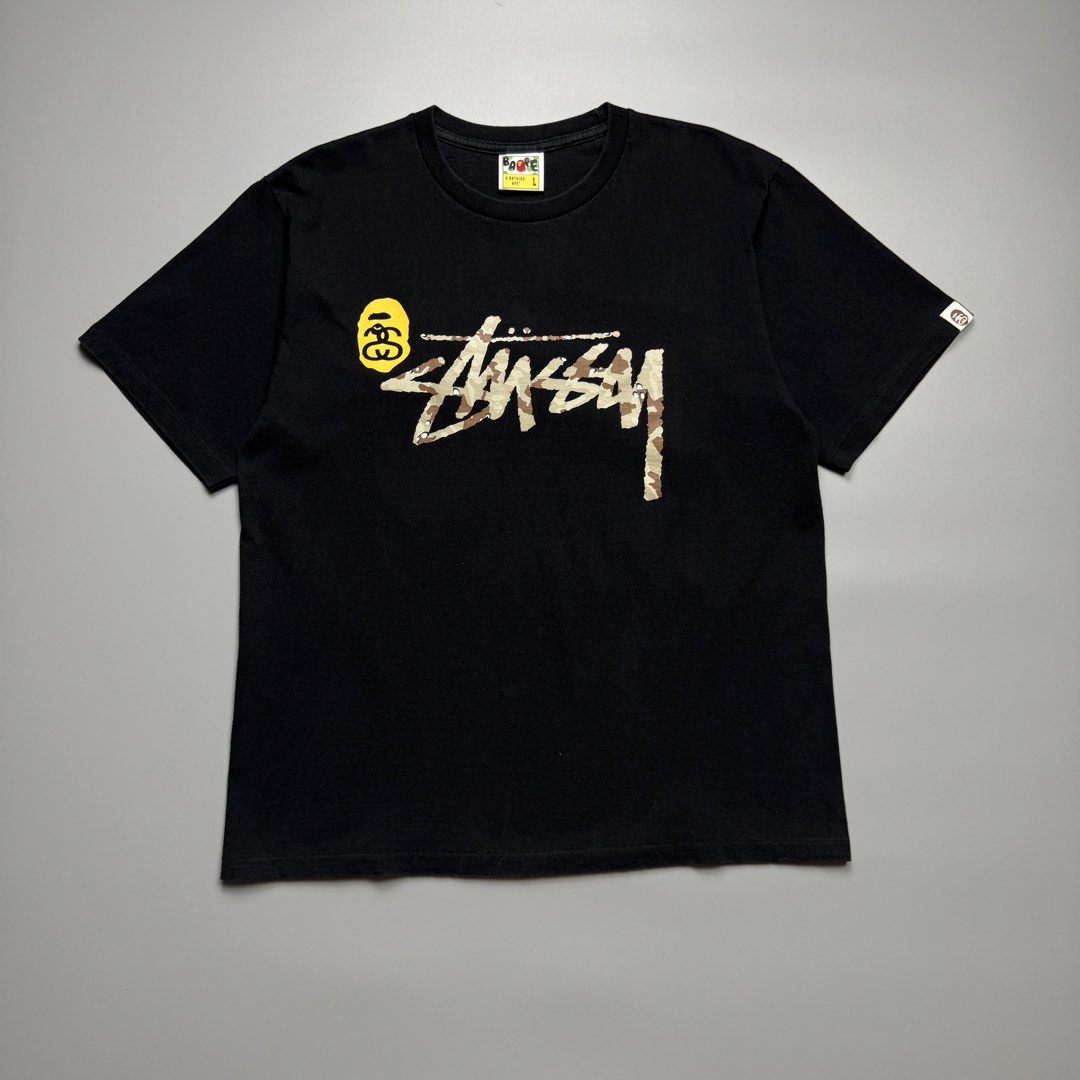 Bape x Stussy - FW/10 Two Sided Print Shark Tshirt, Men's Fashion, Tops ...