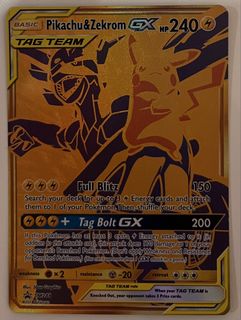 Pikachu & Zekrom GX TAG TEAM Gold PROMO, Hobbies & Toys, Toys & Games ...