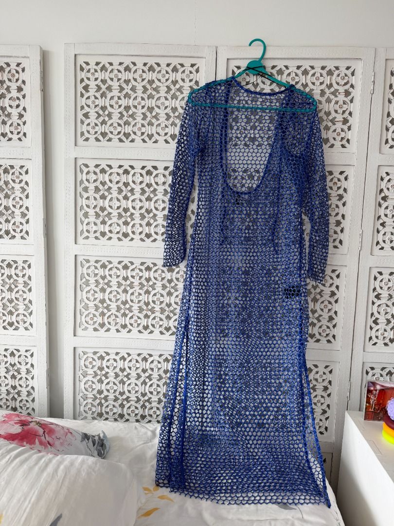 H&M Divided Blue Mesh Dress - Size M, Women's Fashion, Dresses & Sets ...