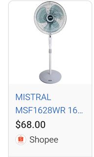 Mistral Electric Fan 16 inch, Furniture & Home Living, Lighting & Fans ...