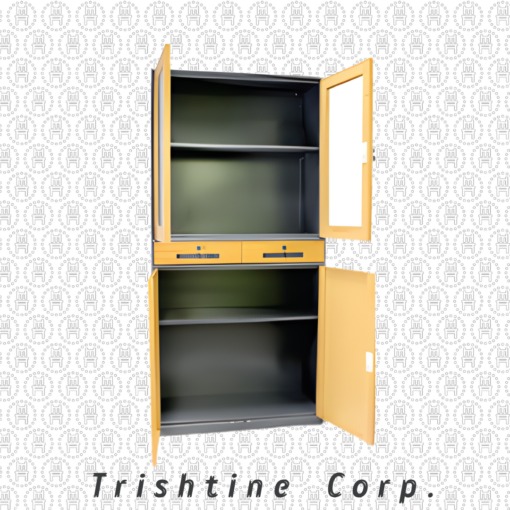 TSCAB-031 | Half Display Cabinet Half Storage with Drawers Wood Finish ...