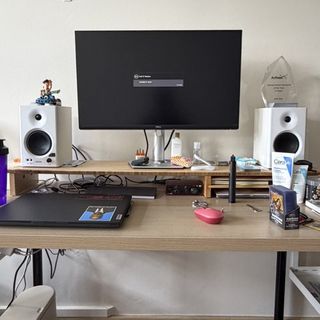 Omnidesk Arka Desk Riser Walnut, Furniture & Home Living, Furniture, TV ...
