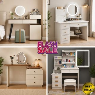 LED Mirror Storage Dressing Table | Sliding Mirror Vanity Table ...