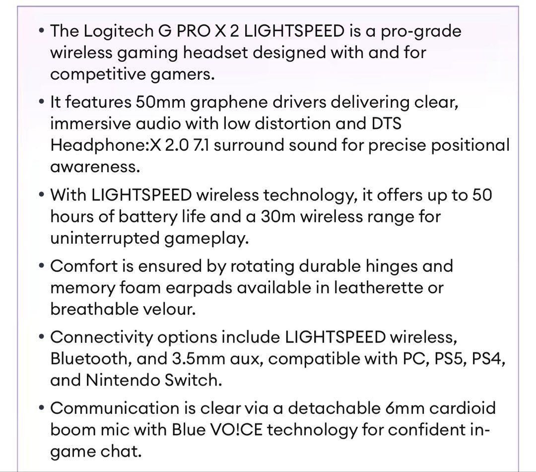 Logitech G Pro X 2 Lightspeed Wireless Gaming Headset, Audio ...