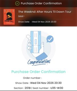 The Weeknd After Hours til Dawn Concert Ticket, Tickets & Vouchers ...