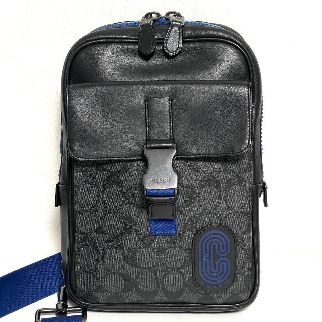 COACH Authentic Track Pack Body Bag Canvas Black Blue A3628, Luxury ...