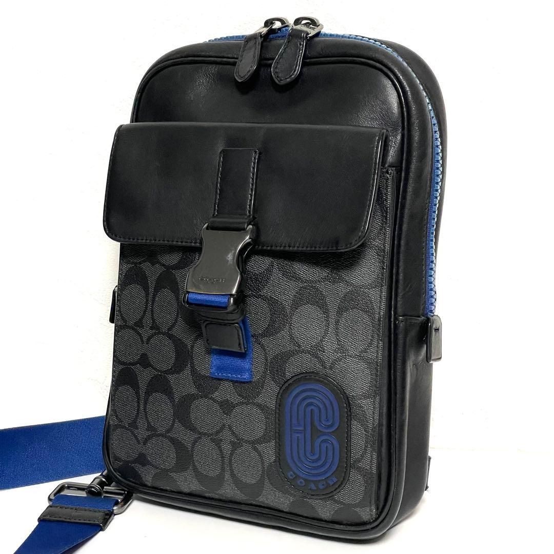 COACH Authentic Track Pack Body Bag Canvas Black Blue A3628, Luxury ...