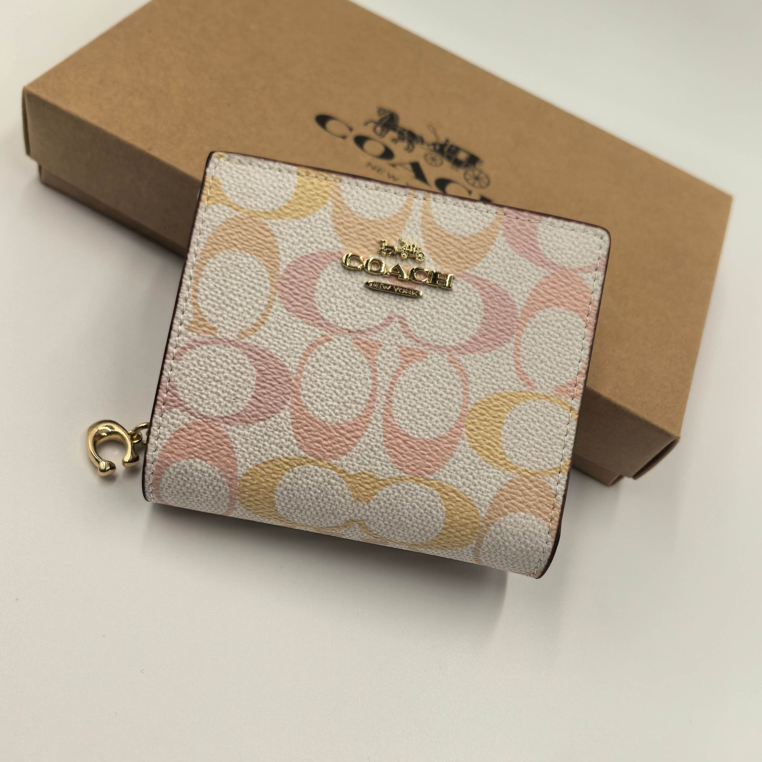 Coach Mini Bifold Wallet (Pastel Signature), Luxury, Bags & Wallets on ...